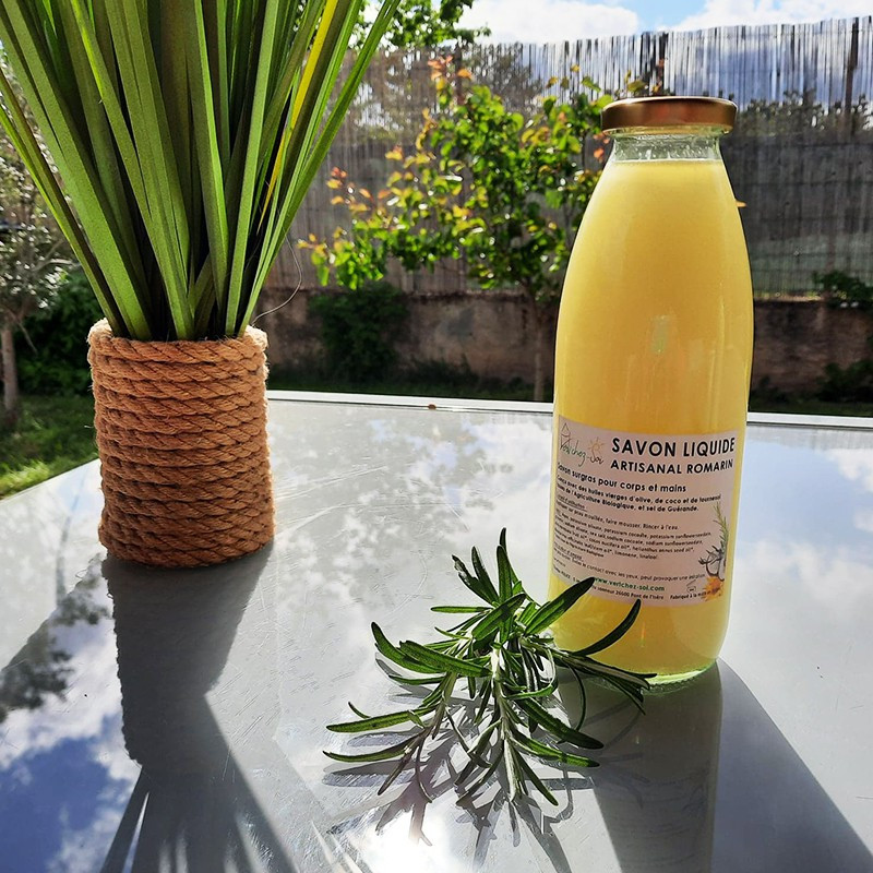 Savon liquide artisanal surgras nature ou romarin bio | Vert chez-soi